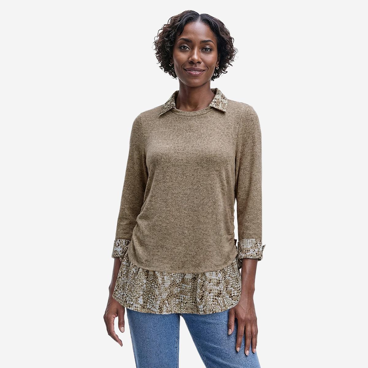 Click here for Womens Zac & Rachel Long Sleeve Brushed Two In One... prices