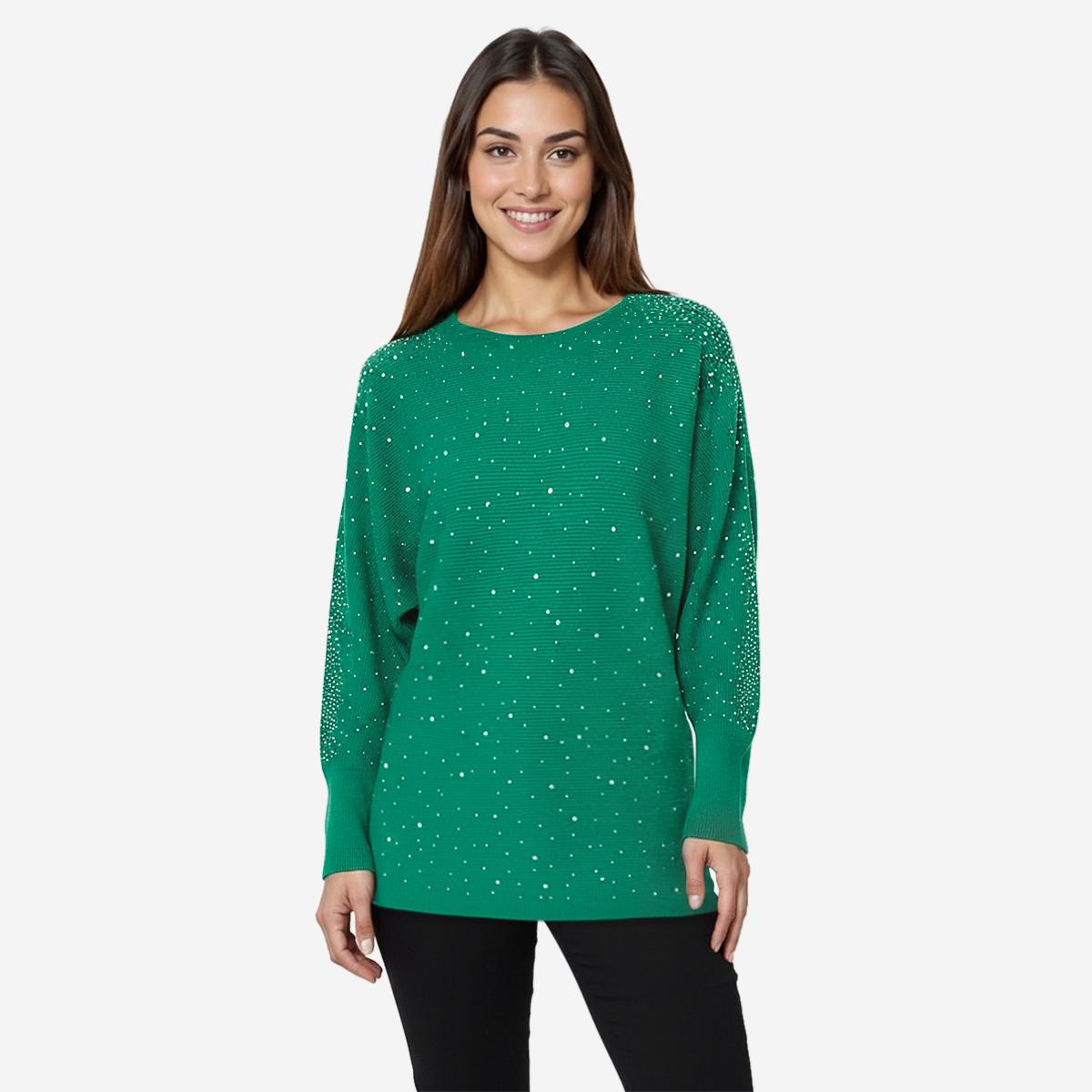 Click here for Petite Emily Daniels Dolman Sleeve Bling Rib Sweat... prices