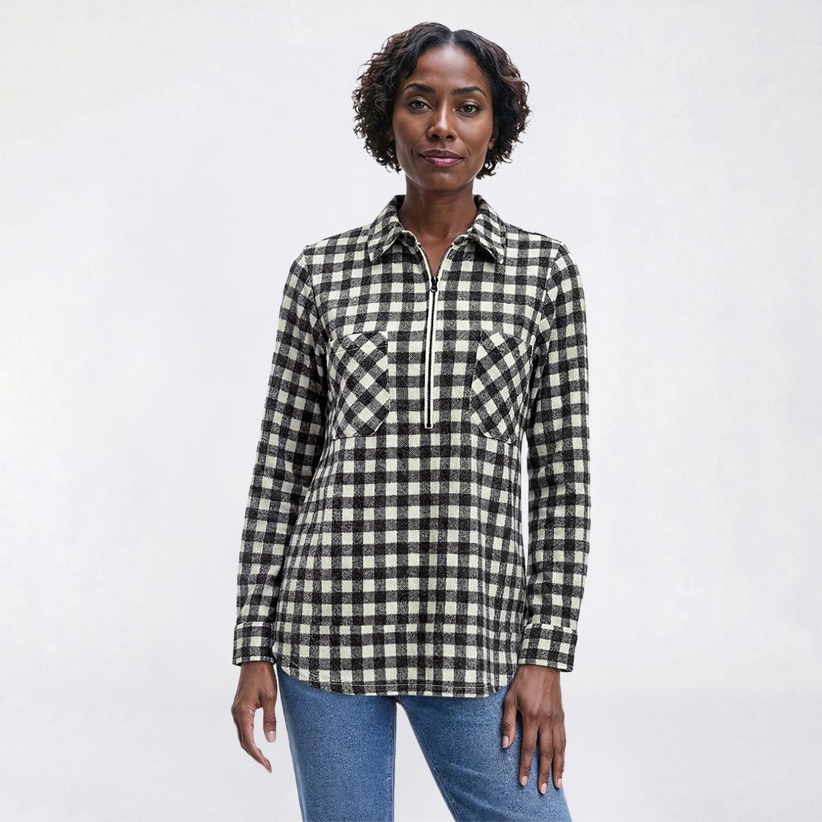 Click here for Petite Emily Daniels Buffalo Checkered Blouse prices