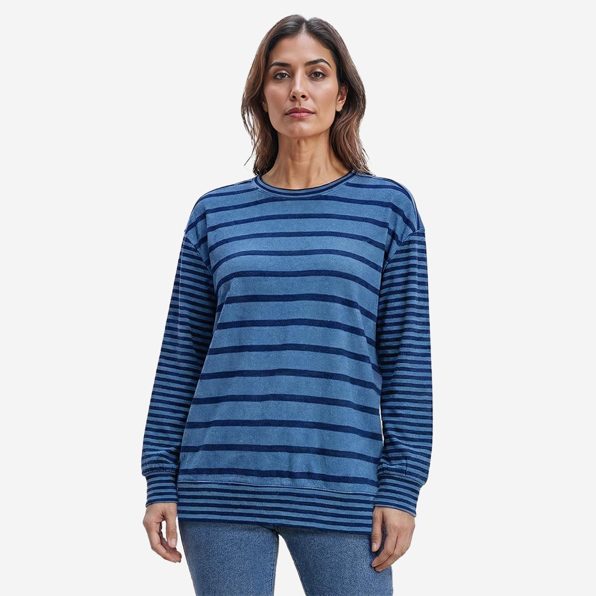 Click here for Petite Emily Daniels Long Sleeve Double Stripe Cre... prices