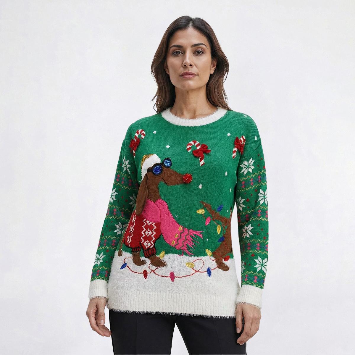 Click here for Womens 33 Degrees Weiner Dog w/ Lights Ugly Christ... prices