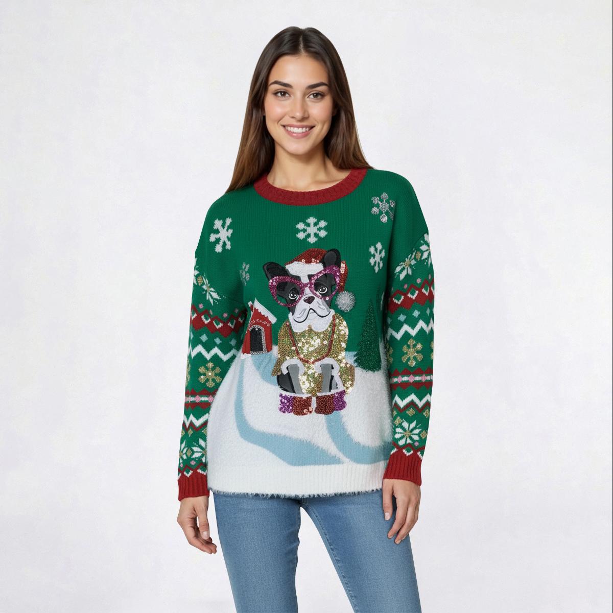 Click here for Womens 33 Degrees Dog In Santa Hat Christmas Sweat... prices