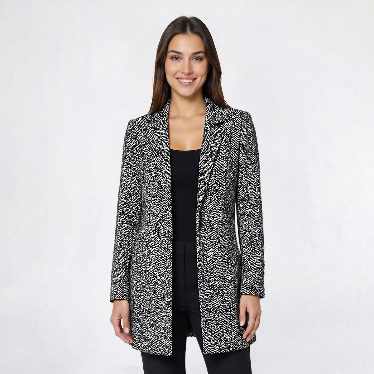 Click here for Womens Kasper Long Sleeve Knit Jacquard Topper Jac... prices