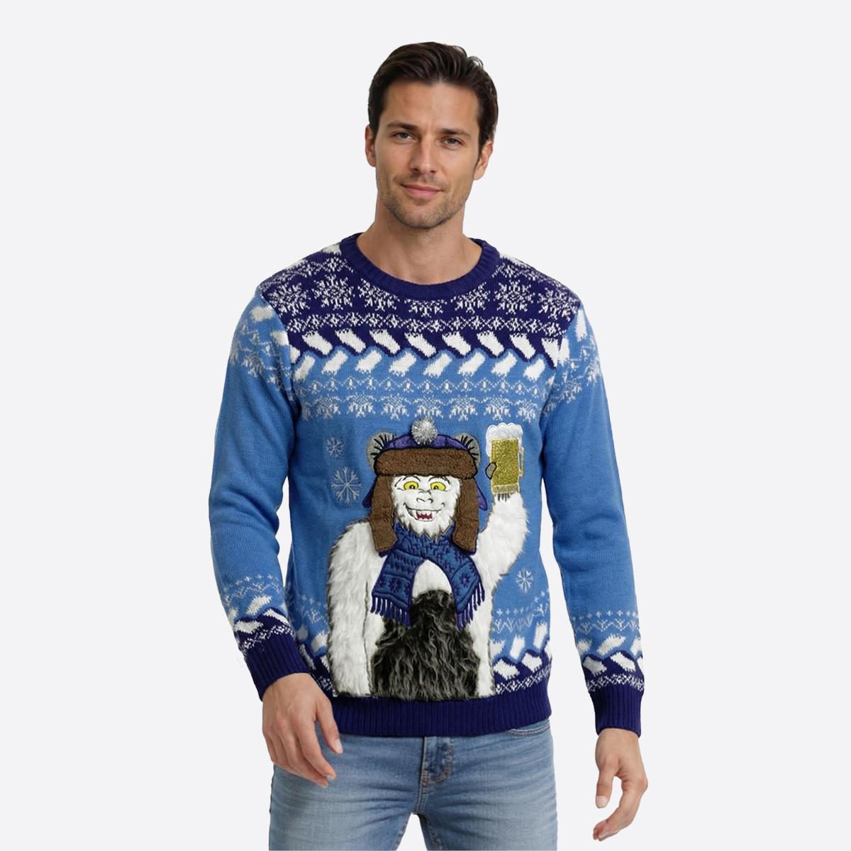 Click here for Mens Holiday Hype Yeti w/ Scarf Ugly Christmas Swe... prices