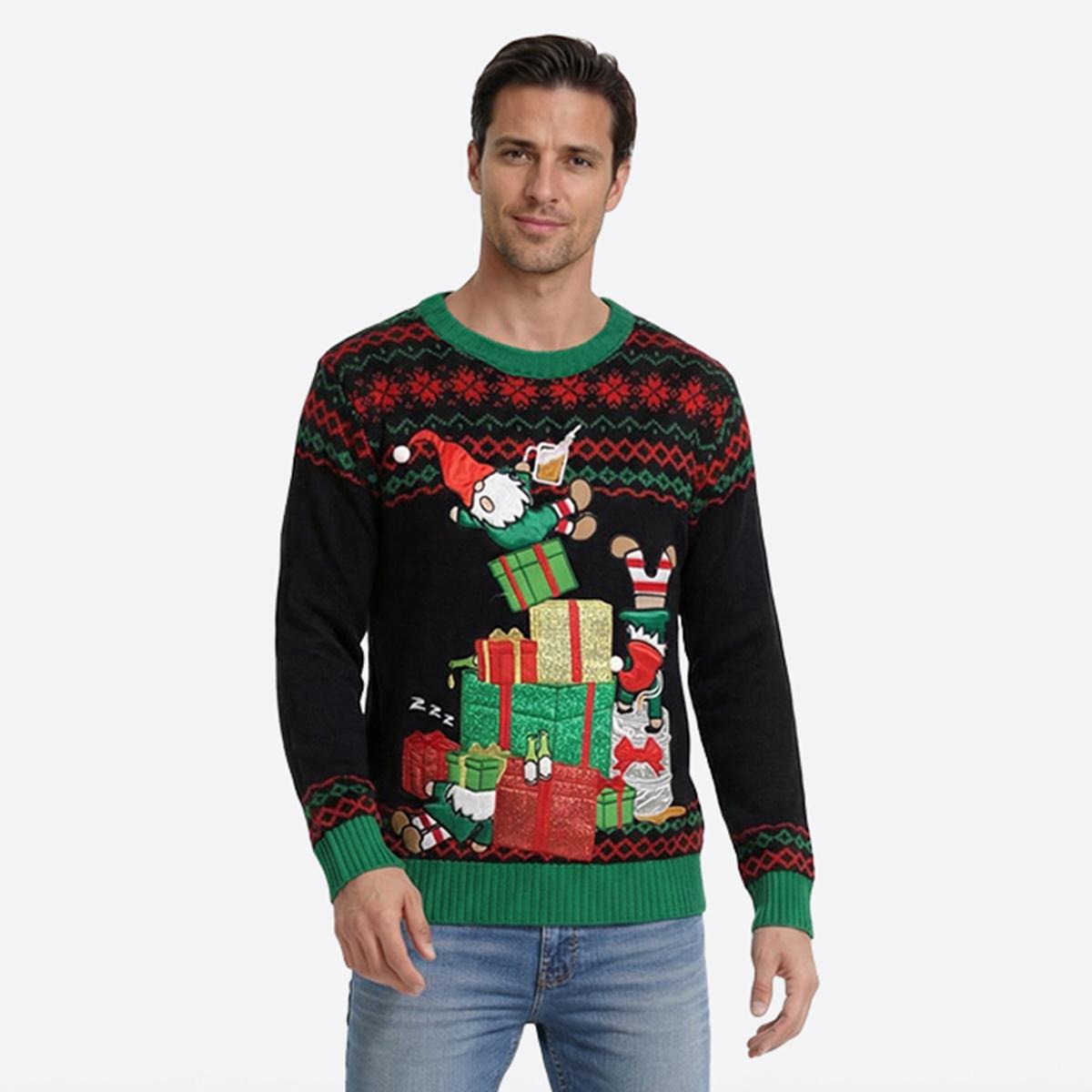 Click here for Mens Holiday Hype Ugly Christmas Drunk Gnomes Pres... prices