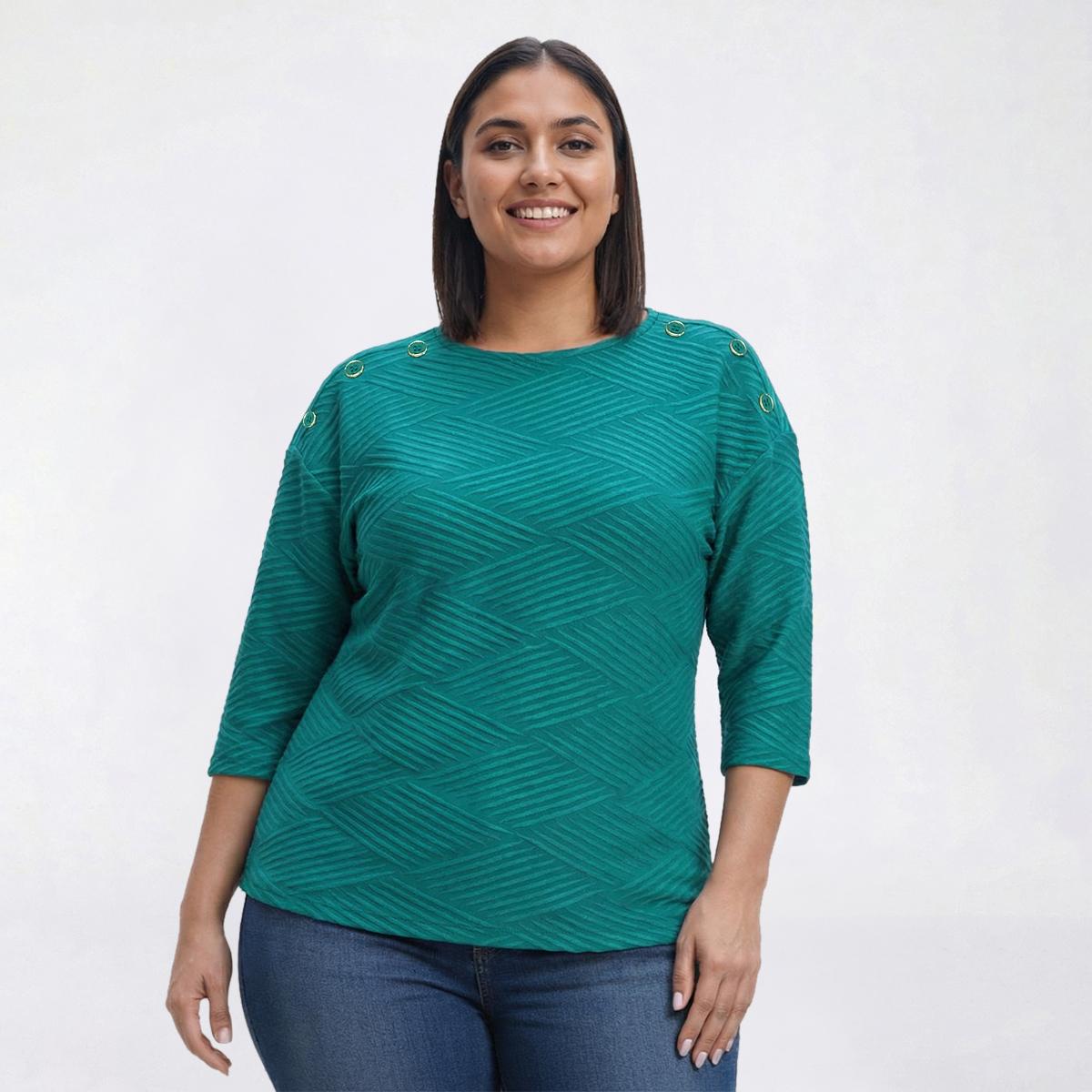 Click here for Plus Size Emily Daniels 3/4 Sleeve Button Shoulder... prices