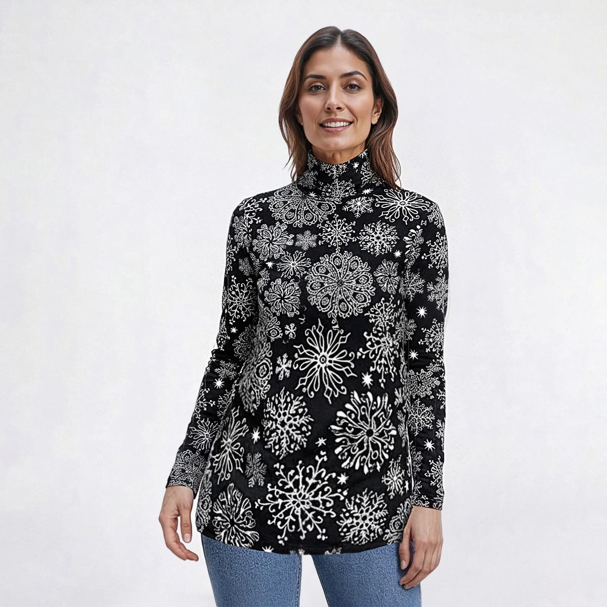 Click here for Womens Inner Circle Turtleneck Snowflake Tee prices