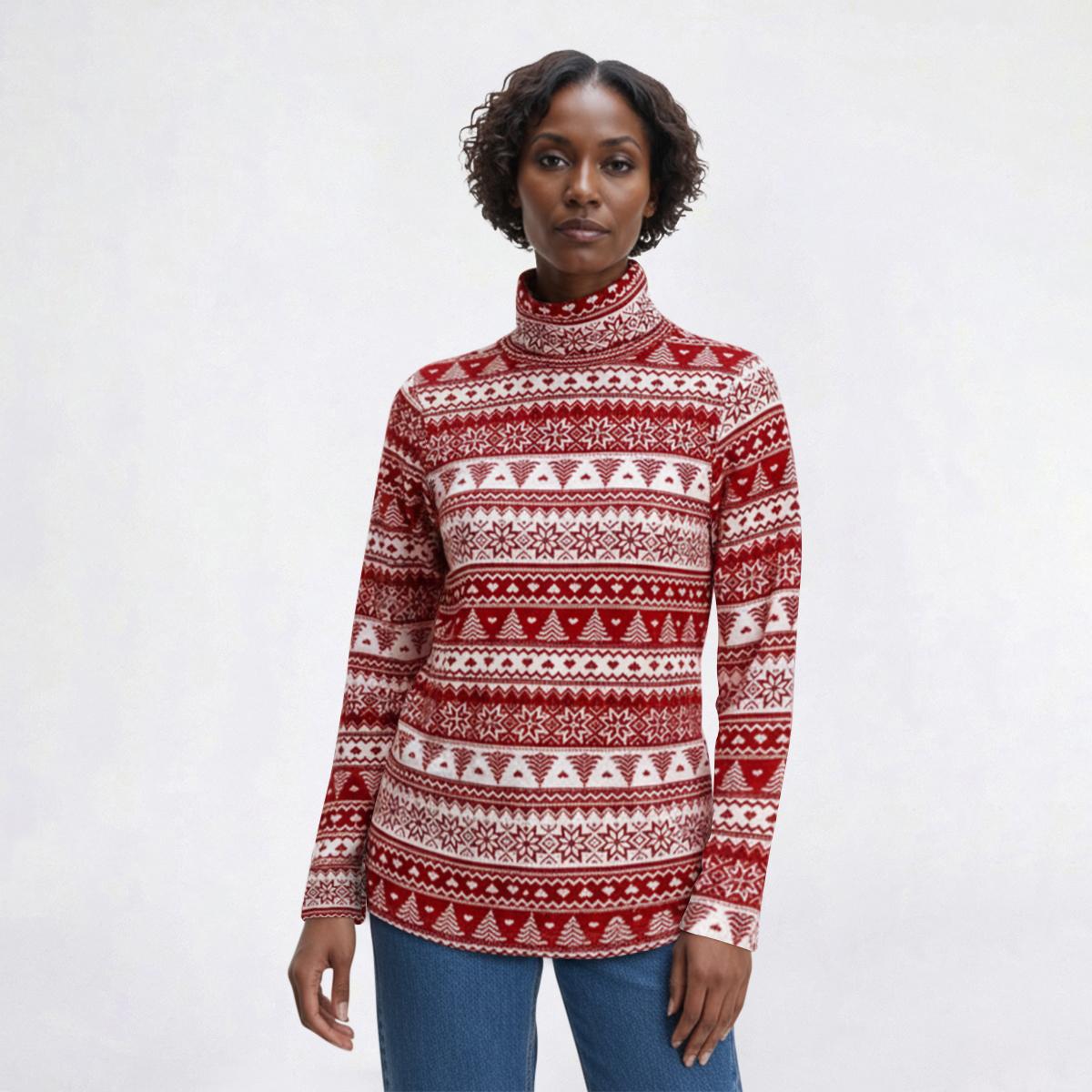 Click here for Women Inner Circle Turtleneck Fair Isle Love Tee prices