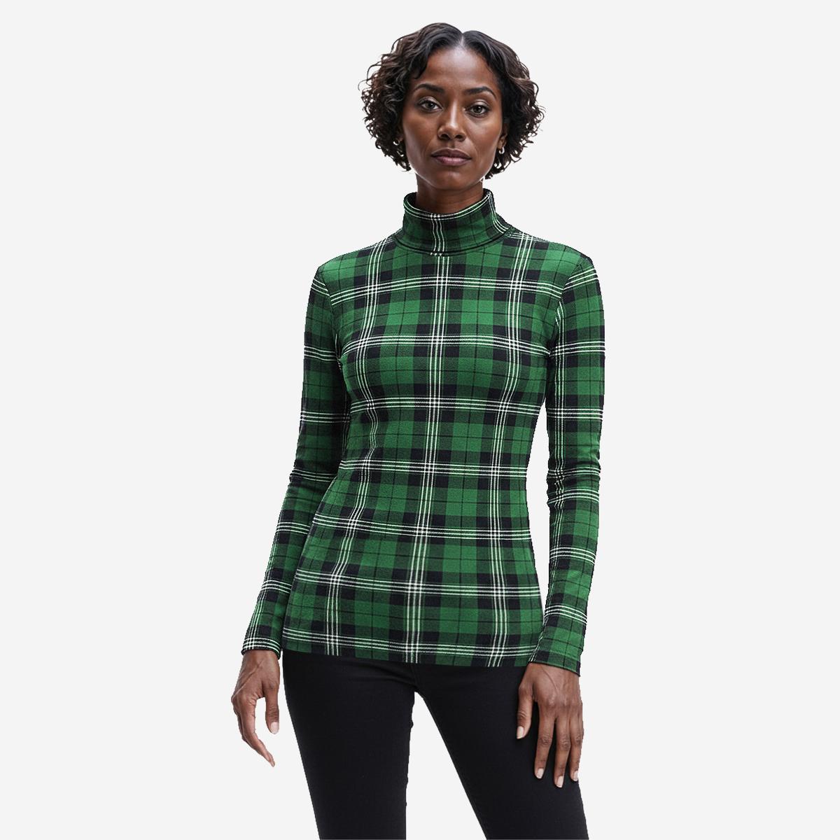 Click here for Womens Inner Circle Turtleneck Tartan Plaid Tee prices