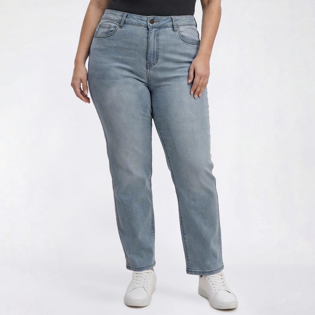 Click here for Plus Size Bleu Denim Straight Leg Jeans prices