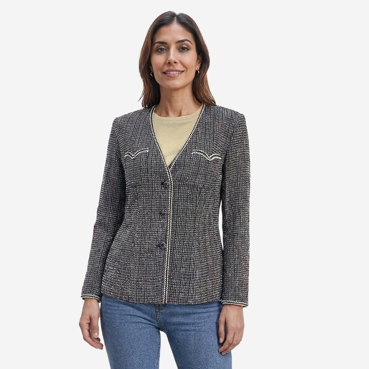 Click here for Womens Nicole Miller Boucle Confetti Jacket with P... prices