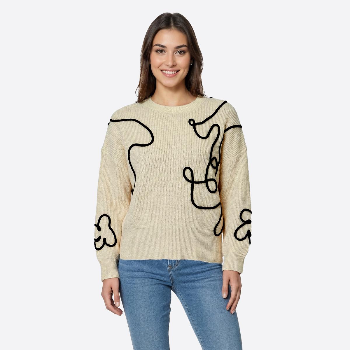 Click here for Womens Nicole Miller Long Sleeve Crew Neck Squiggl... prices
