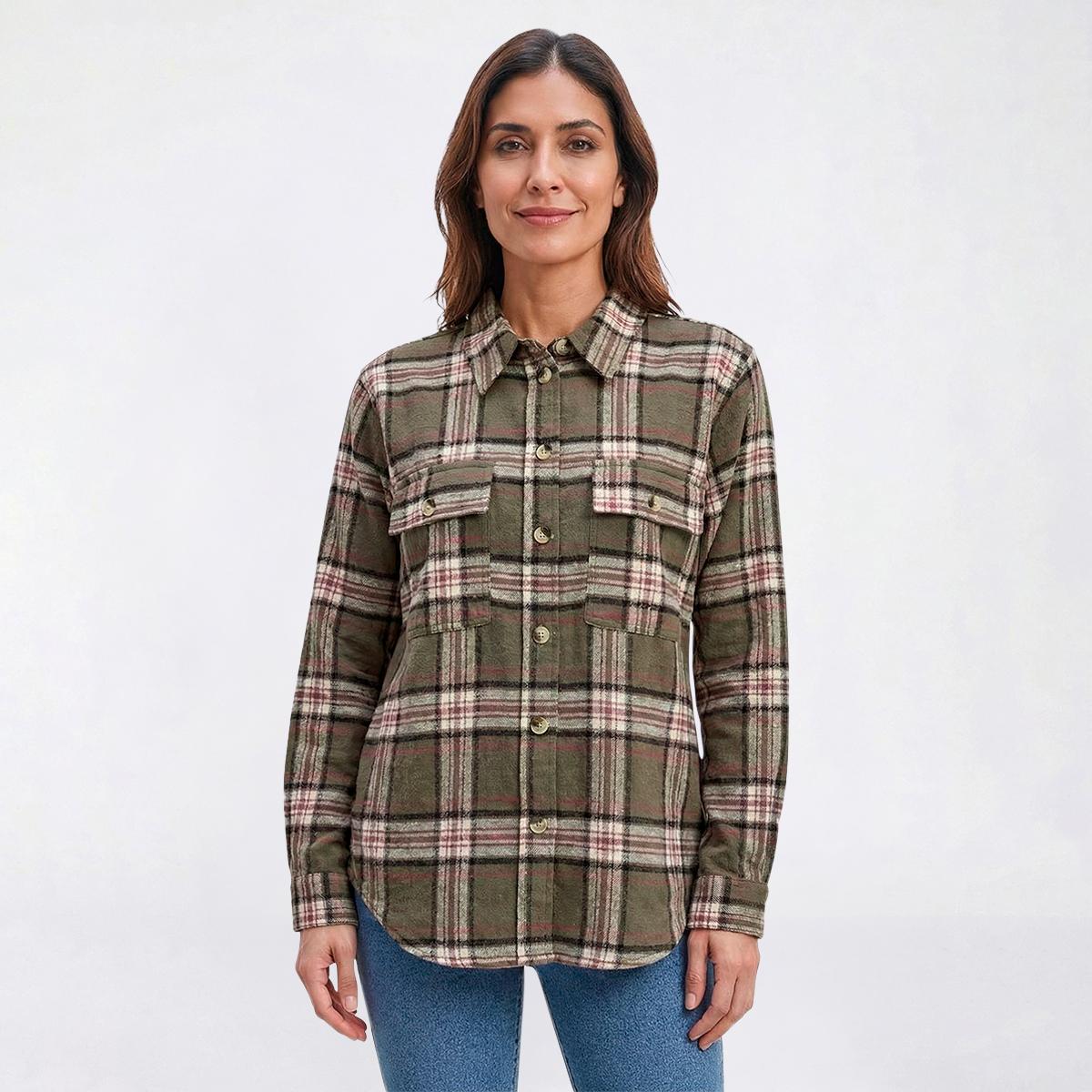 Click here for Womens Dash Soft Brushed Plaid Slub Button Front -... prices