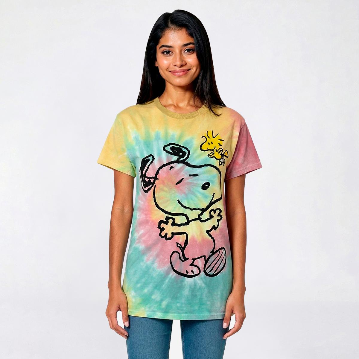 Click here for Juniors Hybrid Promotions Snoopy Tie Dye Boyfriend... prices