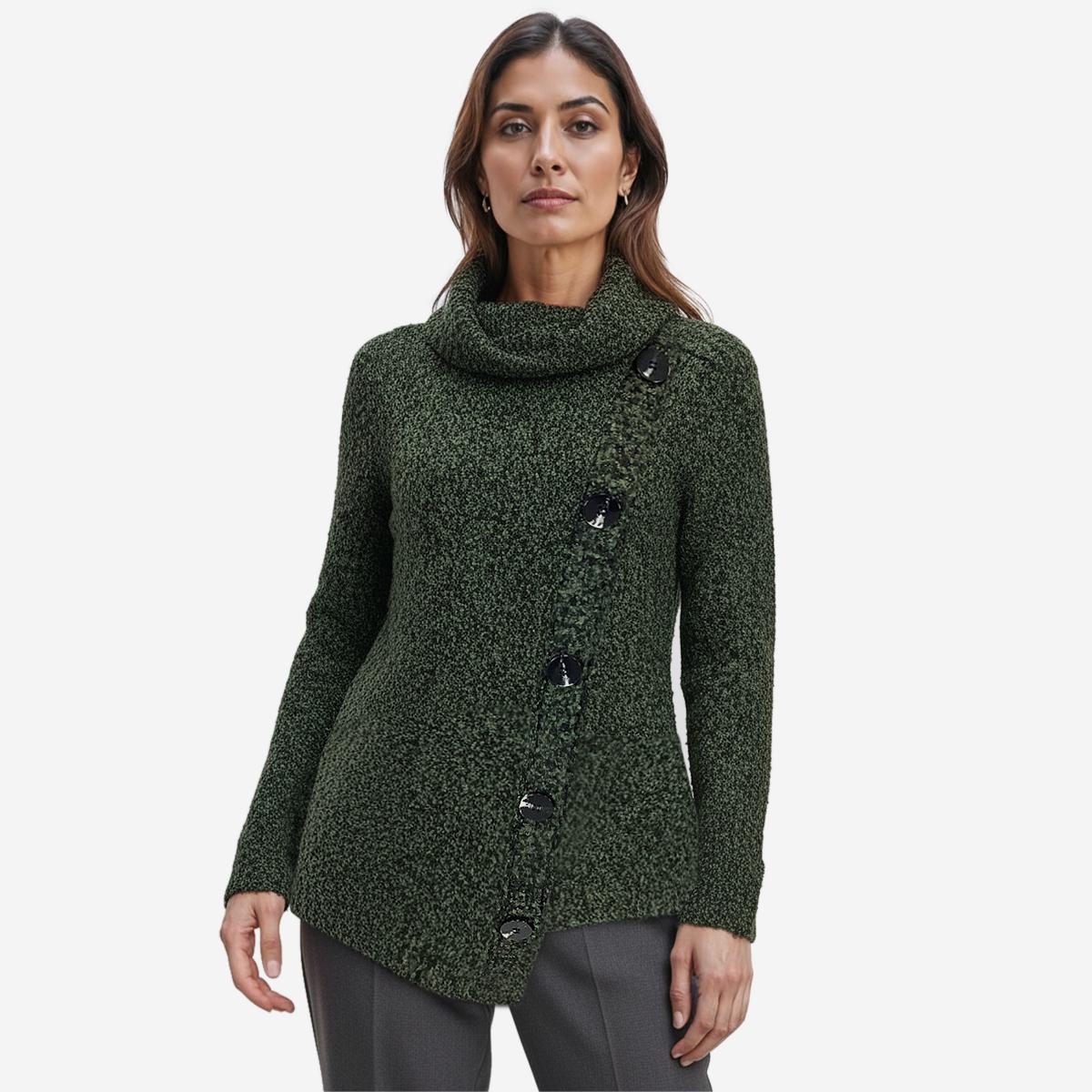 Click here for Womens Inner Circle Space Dye Cowl Neck w/ Button... prices