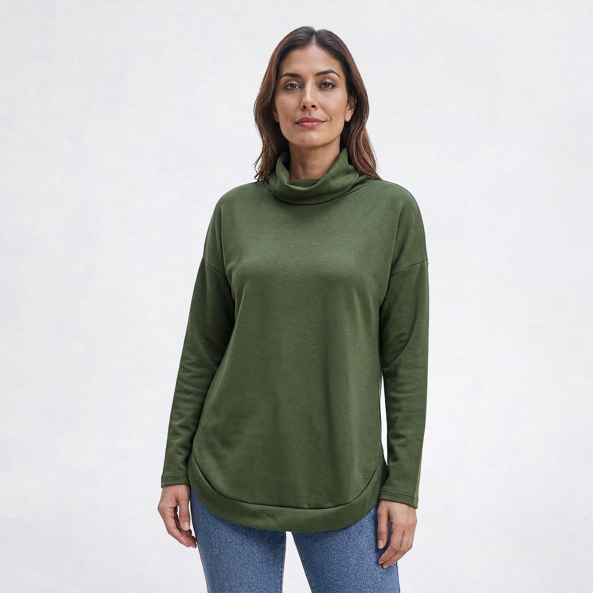 Click here for Womens Lexington Ave Drape Turtleneck Round Hem Sw... prices