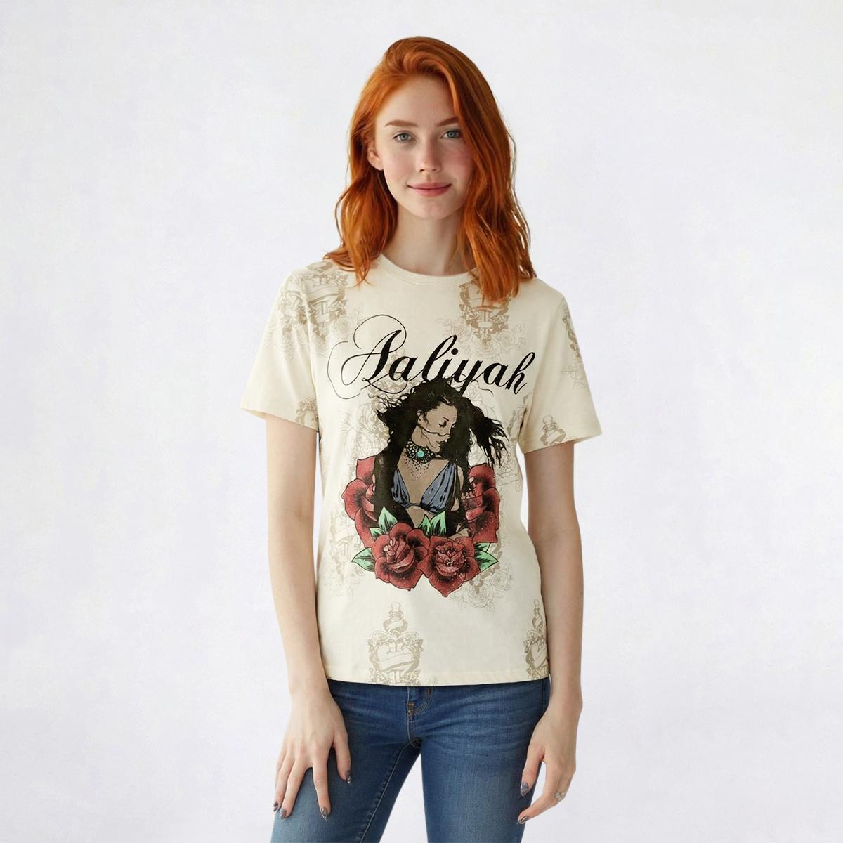 Click here for Juniors Aaliyah Rose All Over Boyfriend Graphic Te... prices