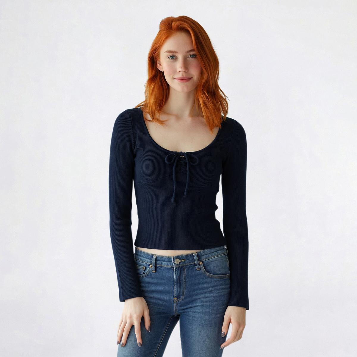 Click here for Juniors Madden Girl Long Sleeve Waffle Tie Front B... prices