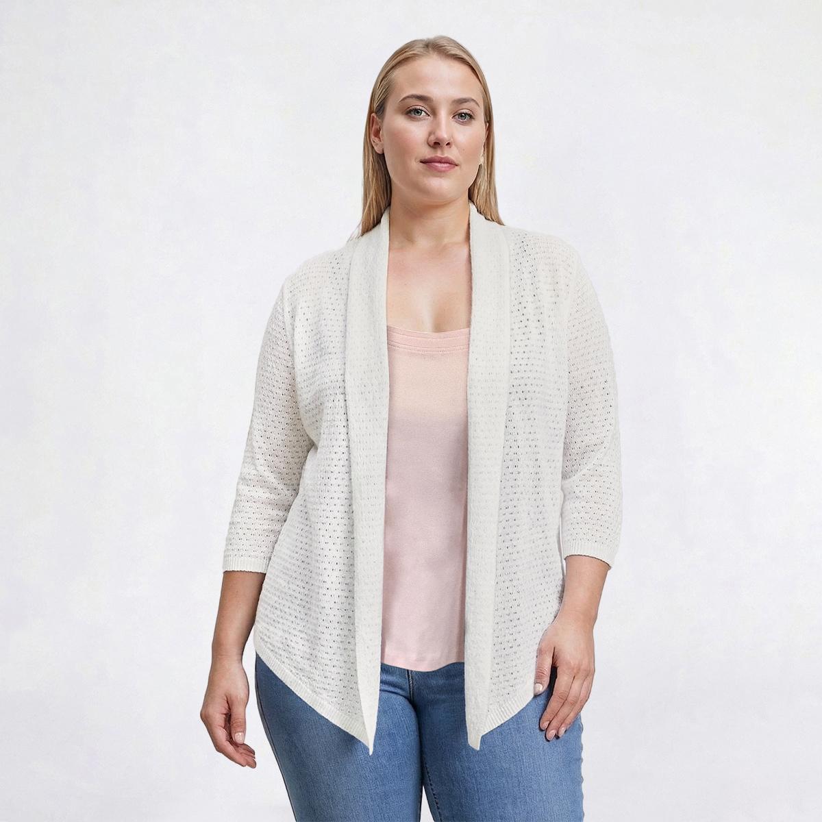 Click here for Plus Size Hasting & Smith 3/4 Shawl Collar Open Fr... prices