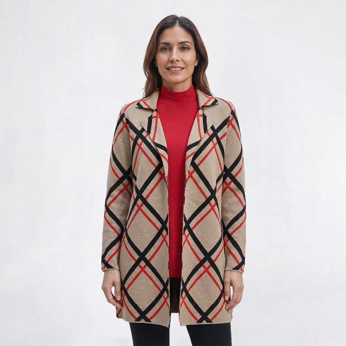 Click here for Womens 89th & Madison Notch Collar Burb Plaid Card... prices