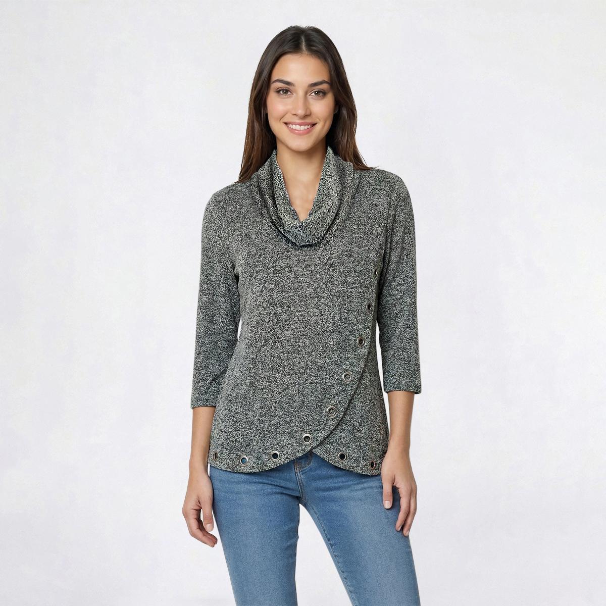 Click here for Womens Notation 3/4 Sleeve Hacci Cowl Neck w/ Grom... prices