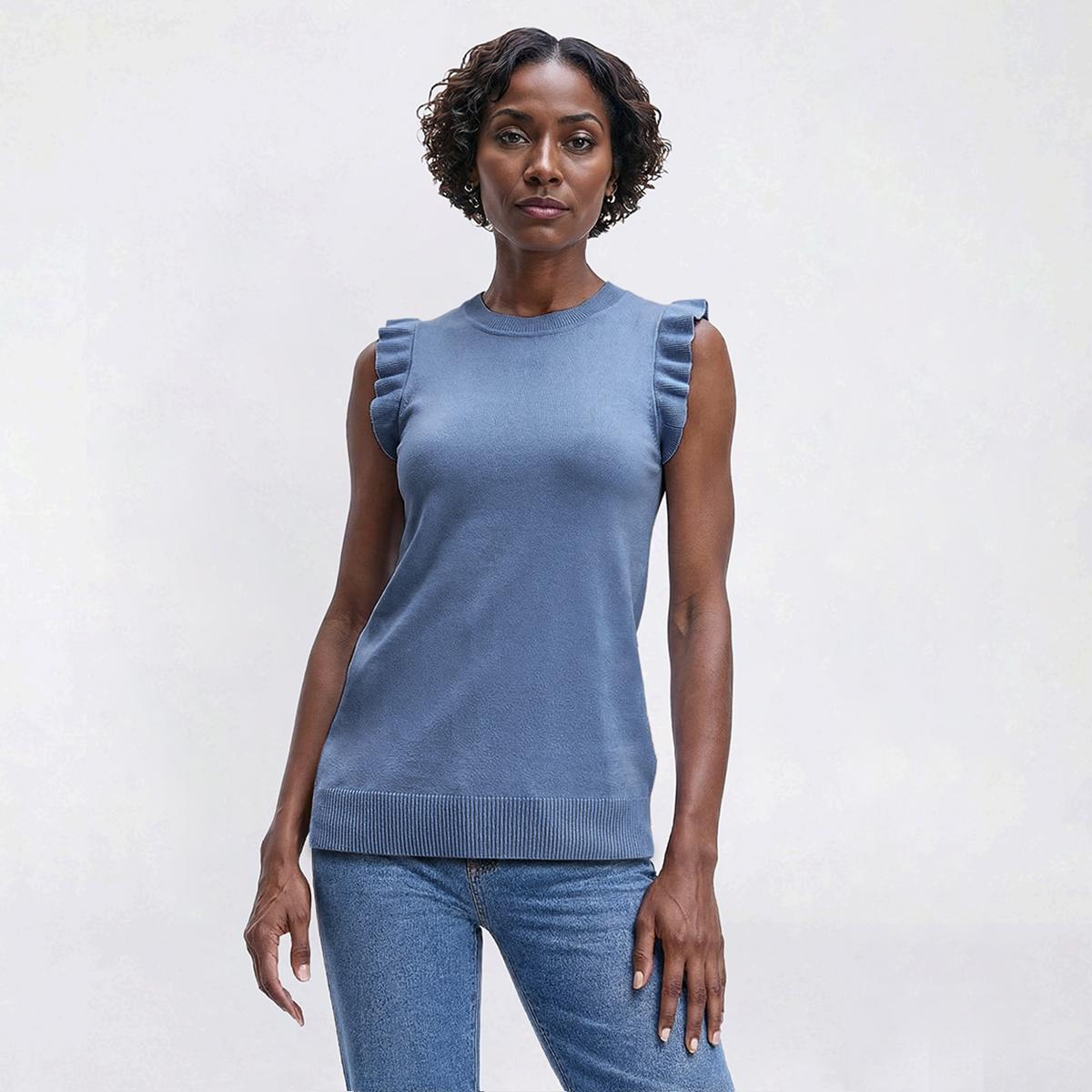 Click here for Petite Rio & Rian Extended Sleeve Ruffle Solid Swe... prices