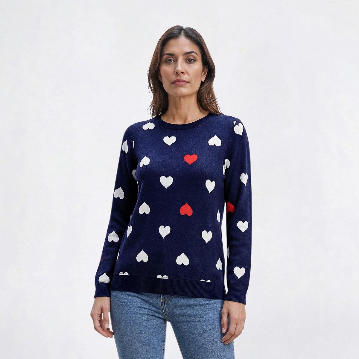 Click here for Plus Size Emily Daniels Long Sleeve Heart Hacci Sw... prices