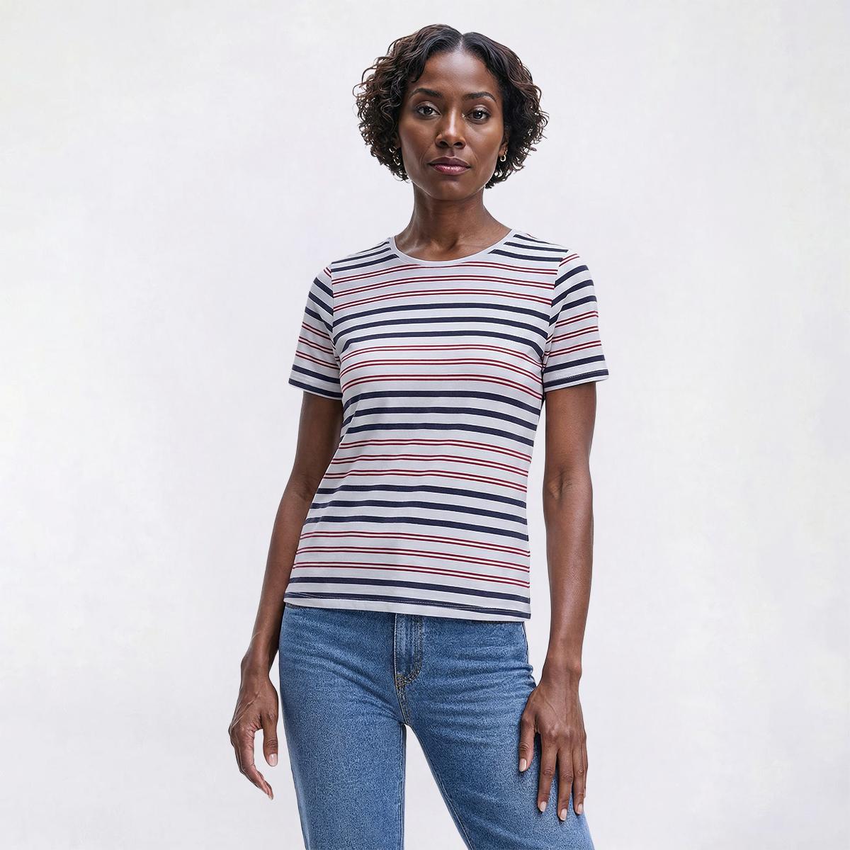 Click here for Petite Hasting & Smith Short Sleeve Stripe Crew Ne... prices