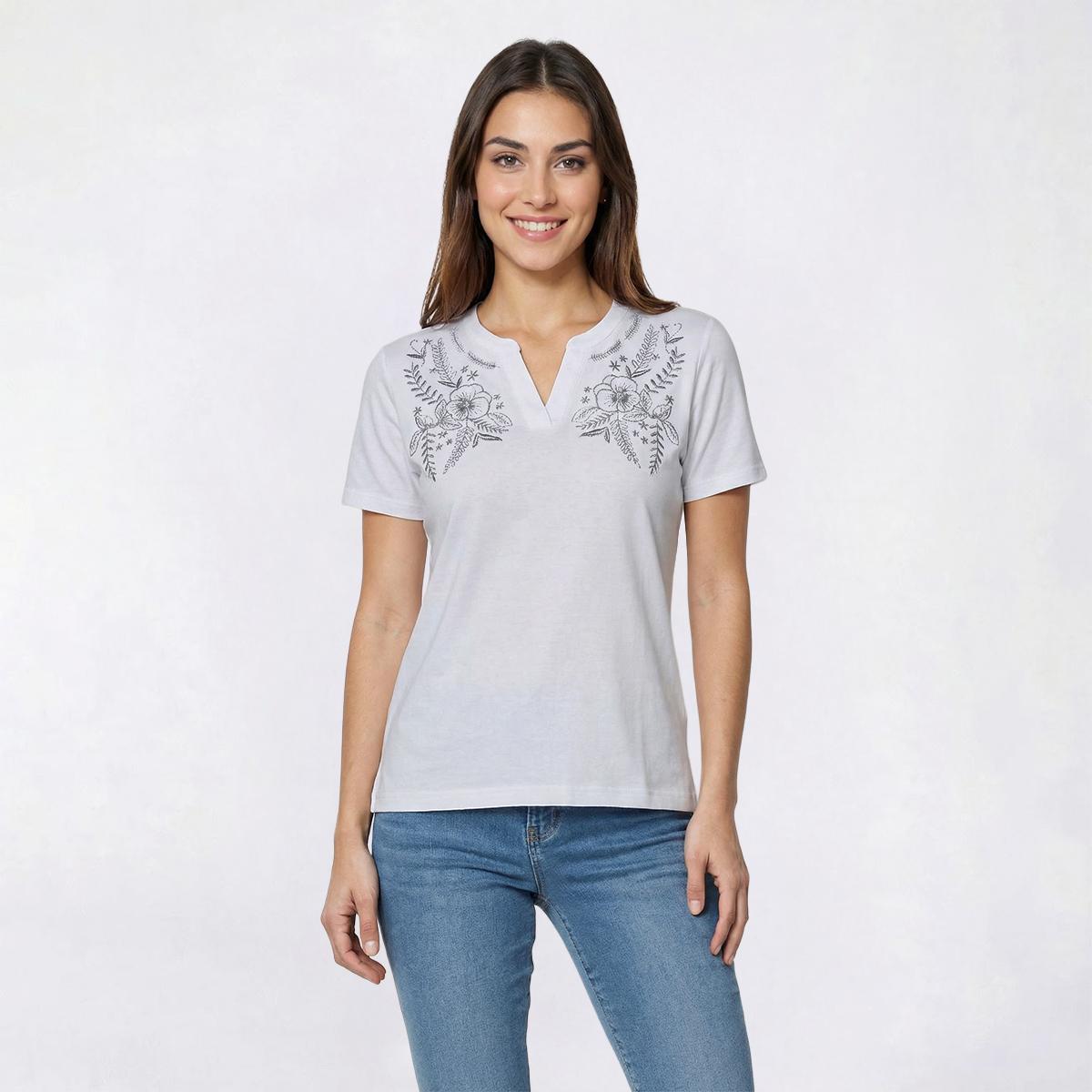 Click here for Petite Hasting & Smith Short Sleeve Split Neck Lur... prices