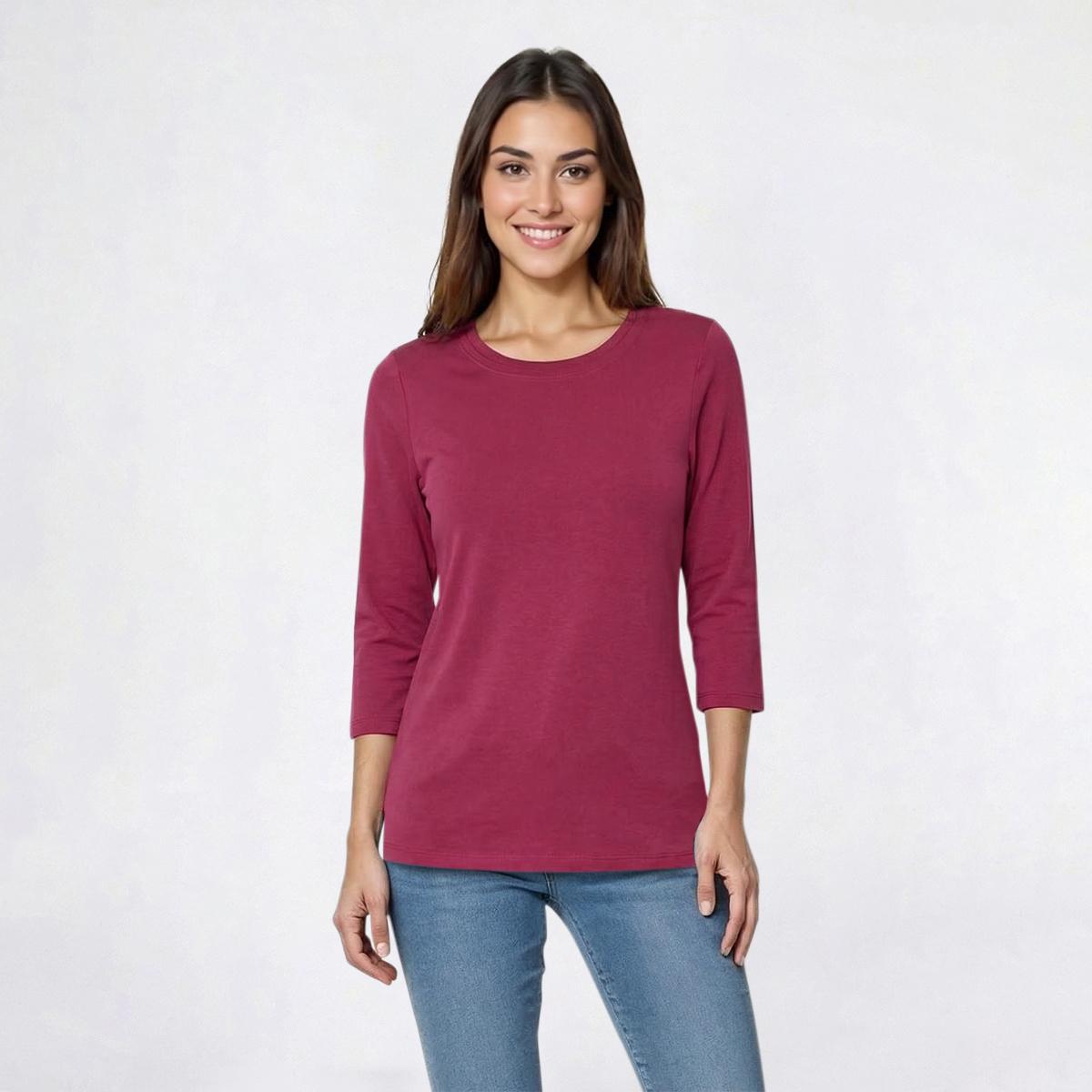 Click here for Petite Hasting & Smith 3/4 Sleeve Solid Round Neck... prices