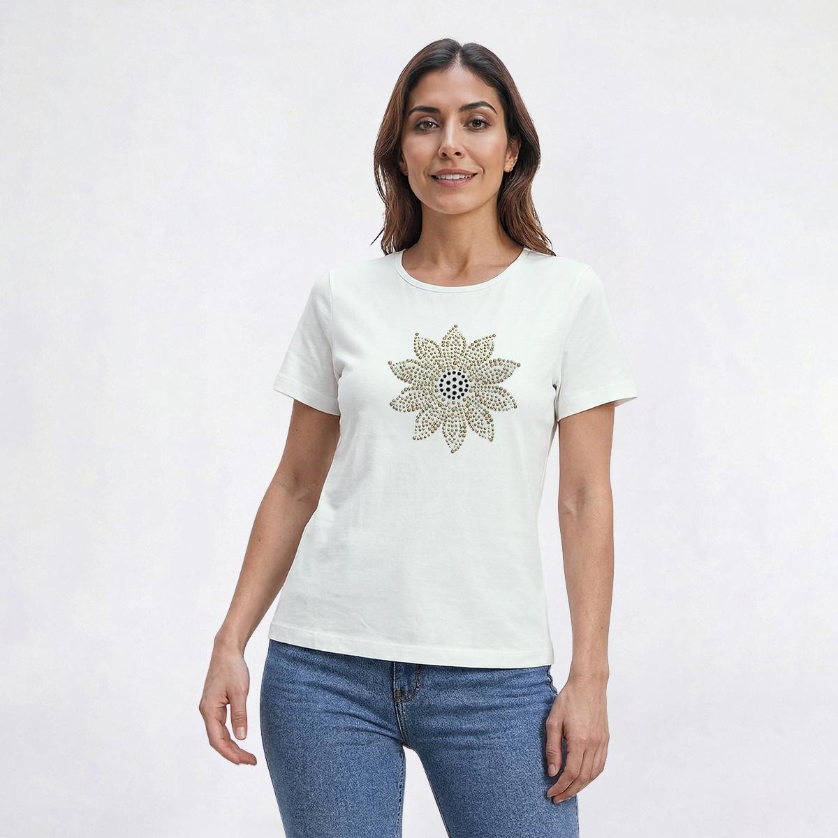 Click here for Petite Bonnie Evans Sunflower Studs Short Sleeve T... prices