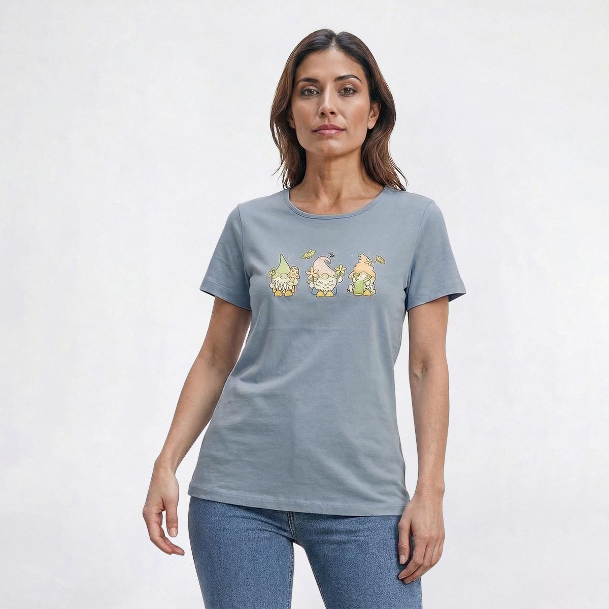 Click here for Womens Bonnie Evans Garden Gnomes Short Sleeve Tee prices