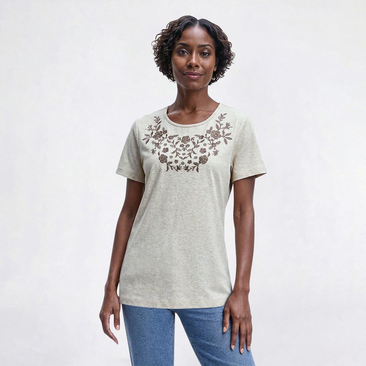 Click here for Petite Bonnie Evans Neutral Tonal Floral Embroider... prices