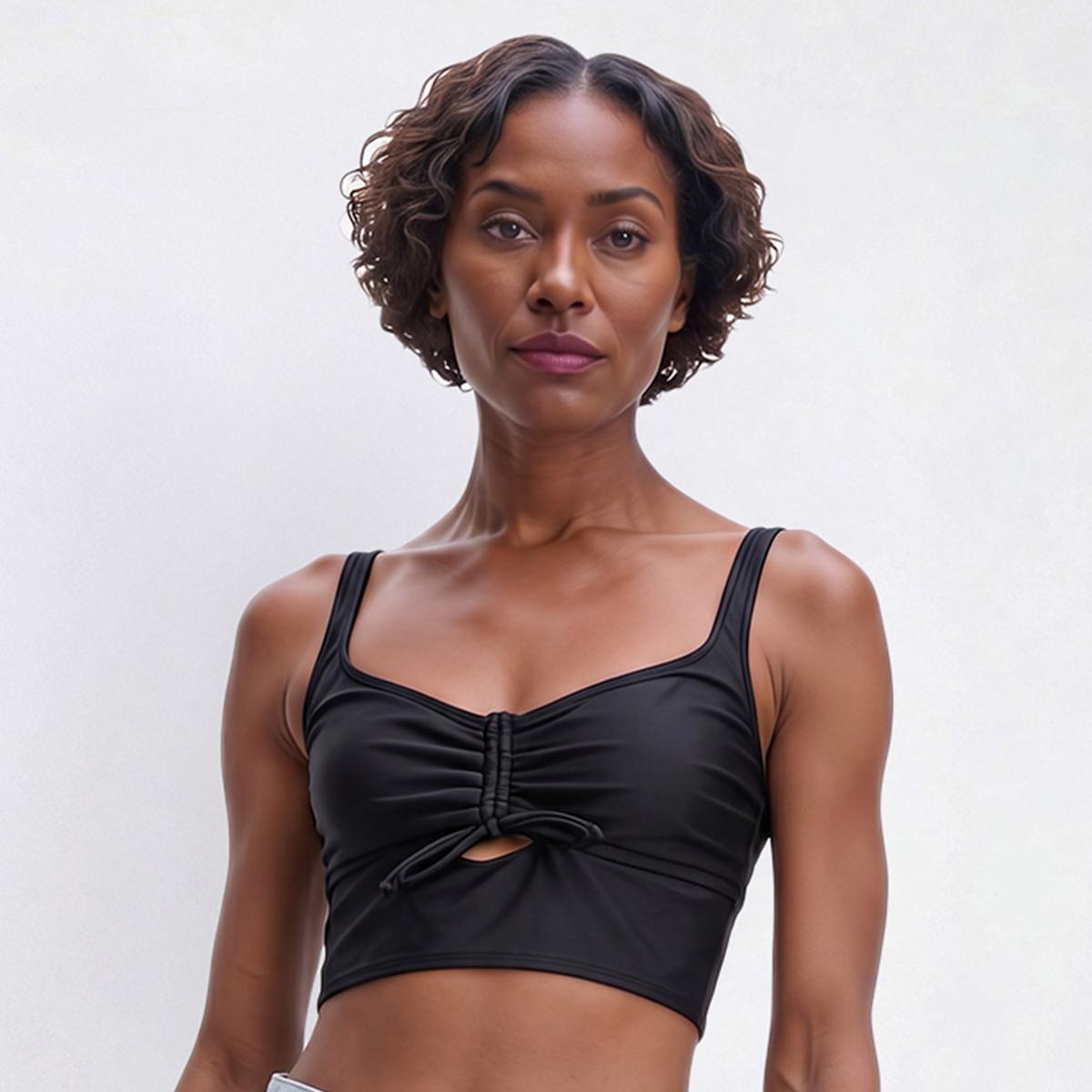 Click here for Womens Cupshe Solid Cinched Front Cropped Tankini... prices