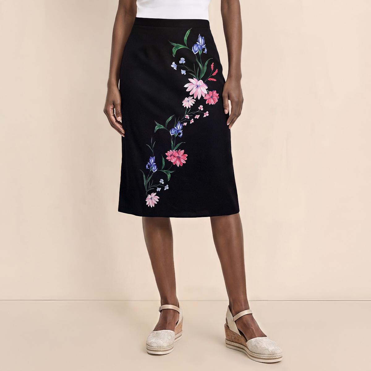 Click here for Womens Cece Pull On Long Placed Floral Midi Skirt prices