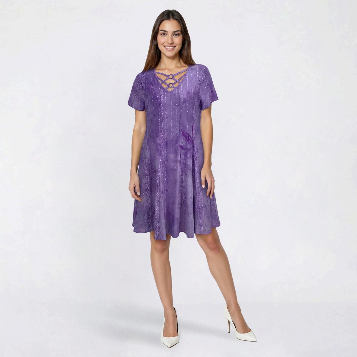 Click here for Petite Cocomo V Neck Criss Cross Gomez Fit & Flare... prices