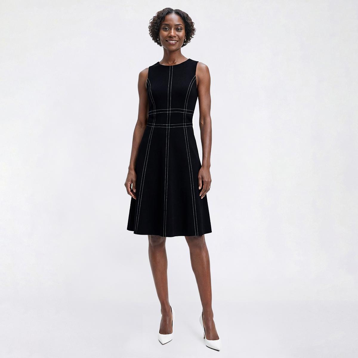 Click here for Petite MSK Sleeveless Stitch Trim A-Line Dress prices