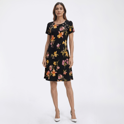 Click here for Womens MSK Short Sleeve Floral Grommet Trim Shift... prices