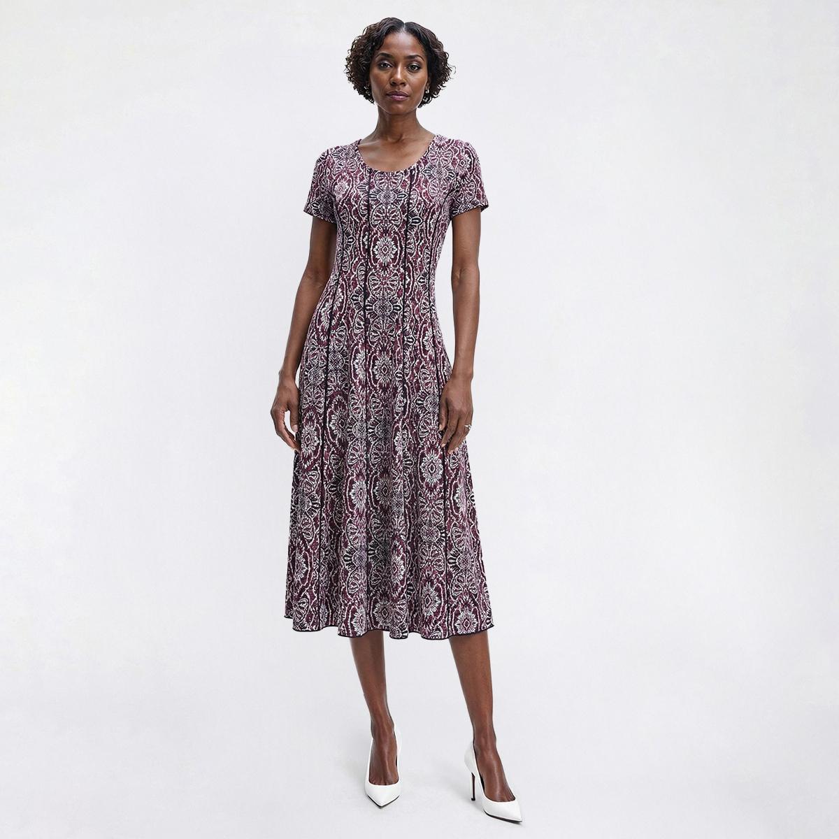 Click here for Petite Sami & Jo Short Sleeve Seam Medallion A-Lin... prices