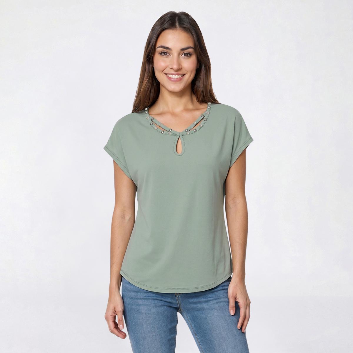 Click here for Womens Love Scarlet Short Dolman Sleeve Keyhole Ne... prices
