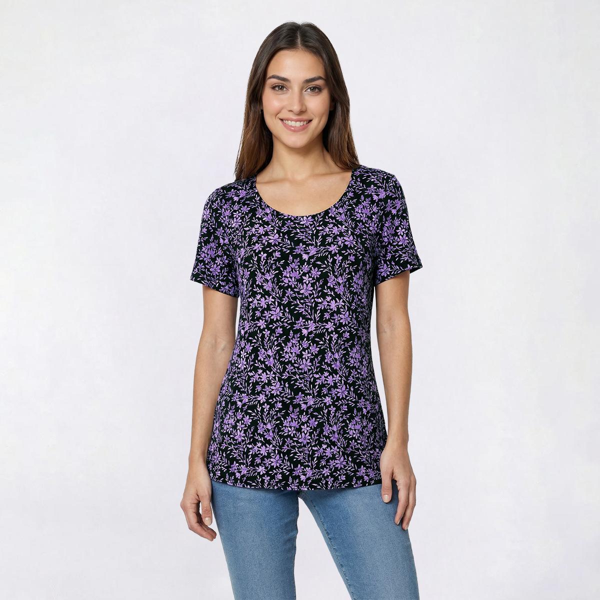 Click here for Womens Preswick & Moore(R) Tonal Floral Tunic Tee prices