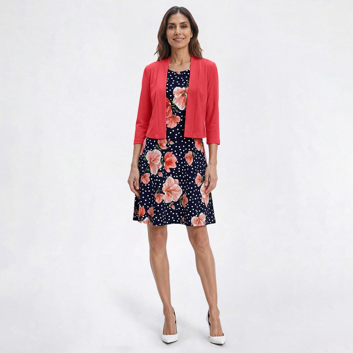 Click here for Petite Perceptions 3/4 Sleeve Floral Jacket Dress prices