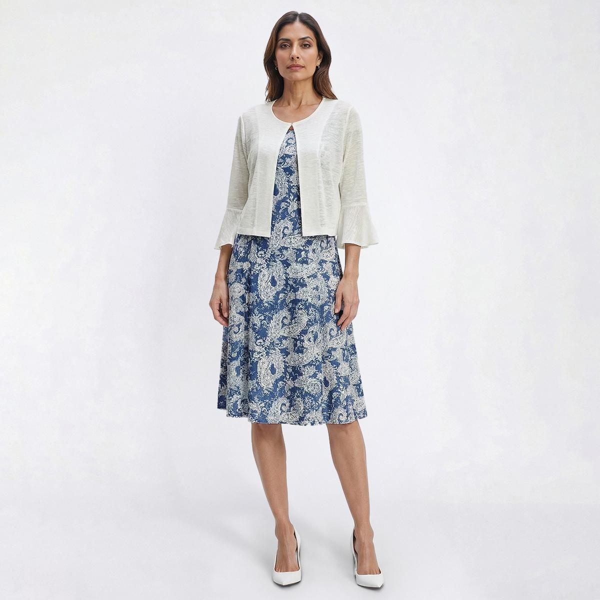 Click here for Plus Size Perceptions Flounce Sleeve Paisley Jacke... prices