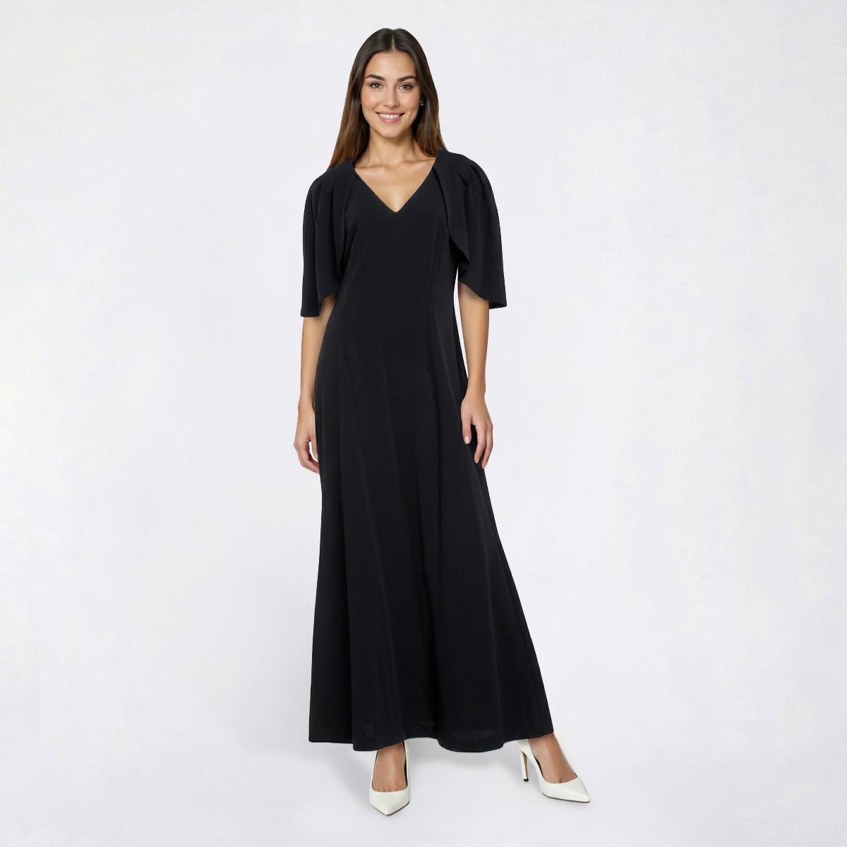 Click here for Womens Connected Apparel Capelet V Neck Crepe Even... prices