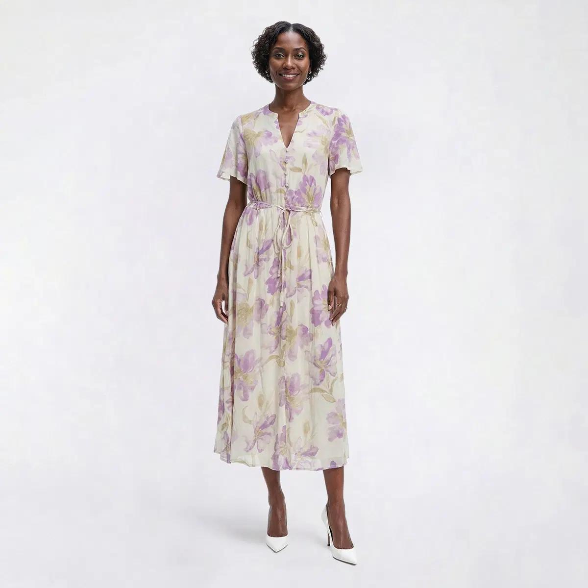 Click here for Womens Harlow & Rose Flutter Sleeve Floral Midi Dr... prices