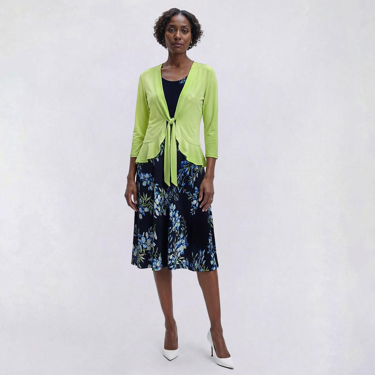 Click here for Petite Studio One Long Sleeve Floral Tie Jacket Dr... prices