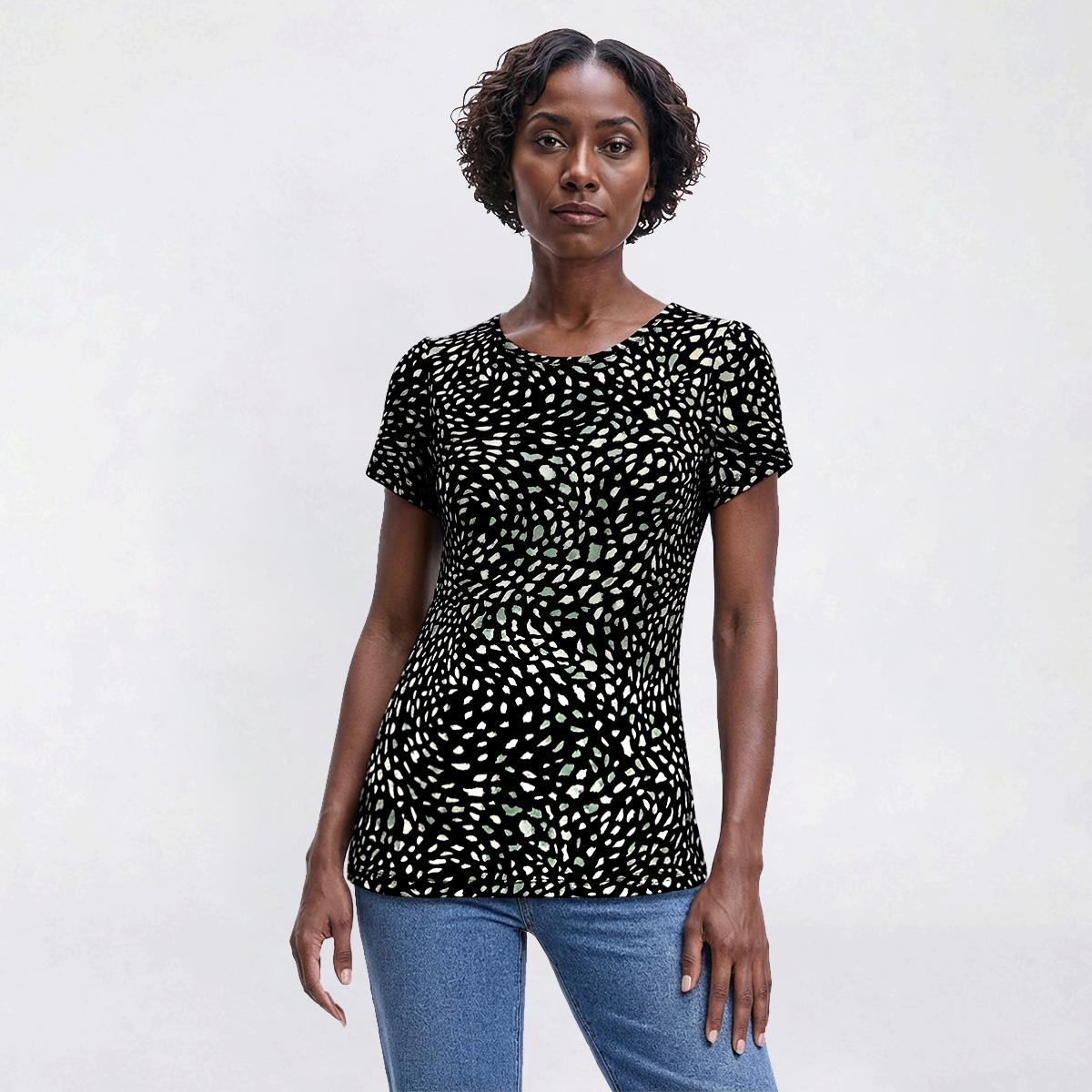 Click here for Petite Anne Klein Tulip Sleeve Scattered Shape Abs... prices