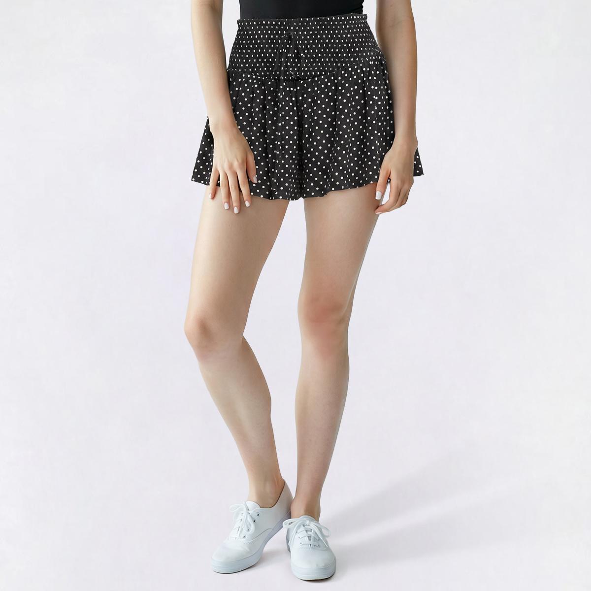 Click here for Juniors Derek Heart Dot Print Yum Smock V-Waist Fl... prices