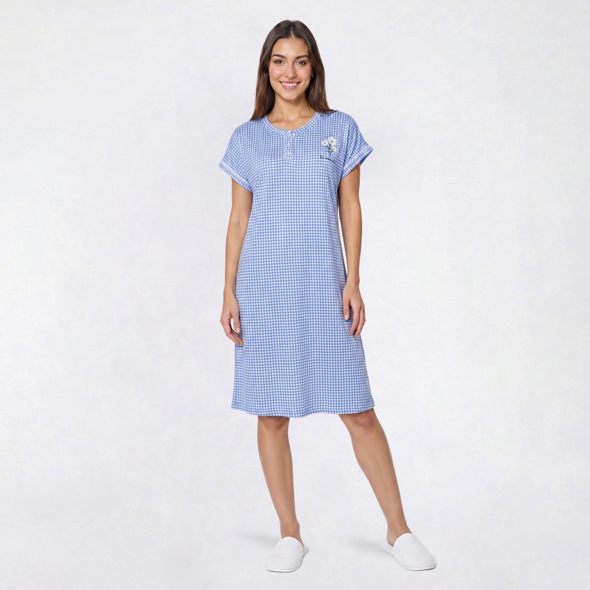 Click here for Womens Charmour Henley Nightshirt w/Daisy Chest Sc... prices