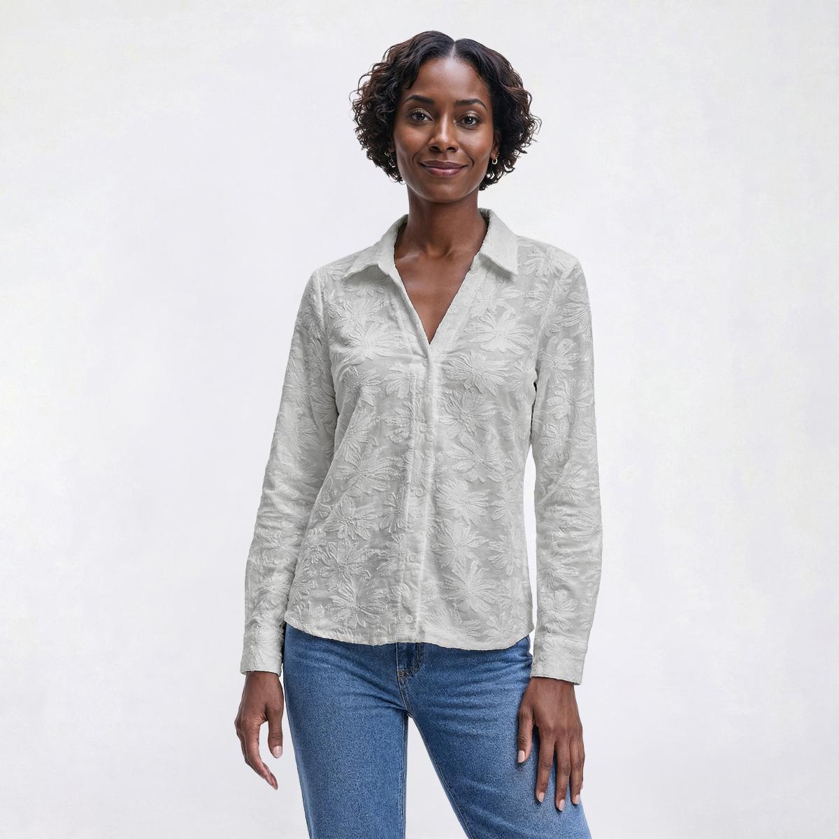 Click here for Womens Adrianna Papell Long Sleeve Burnout Floral... prices
